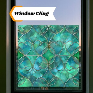 Seafoam Stained Glass Window Cling Gothic Decor Sticker Decal Window ...