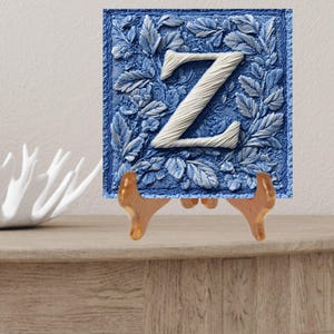 Z Letter Monogram Ceramic Art Tile Grandmillennial Style Decor Home Art ...