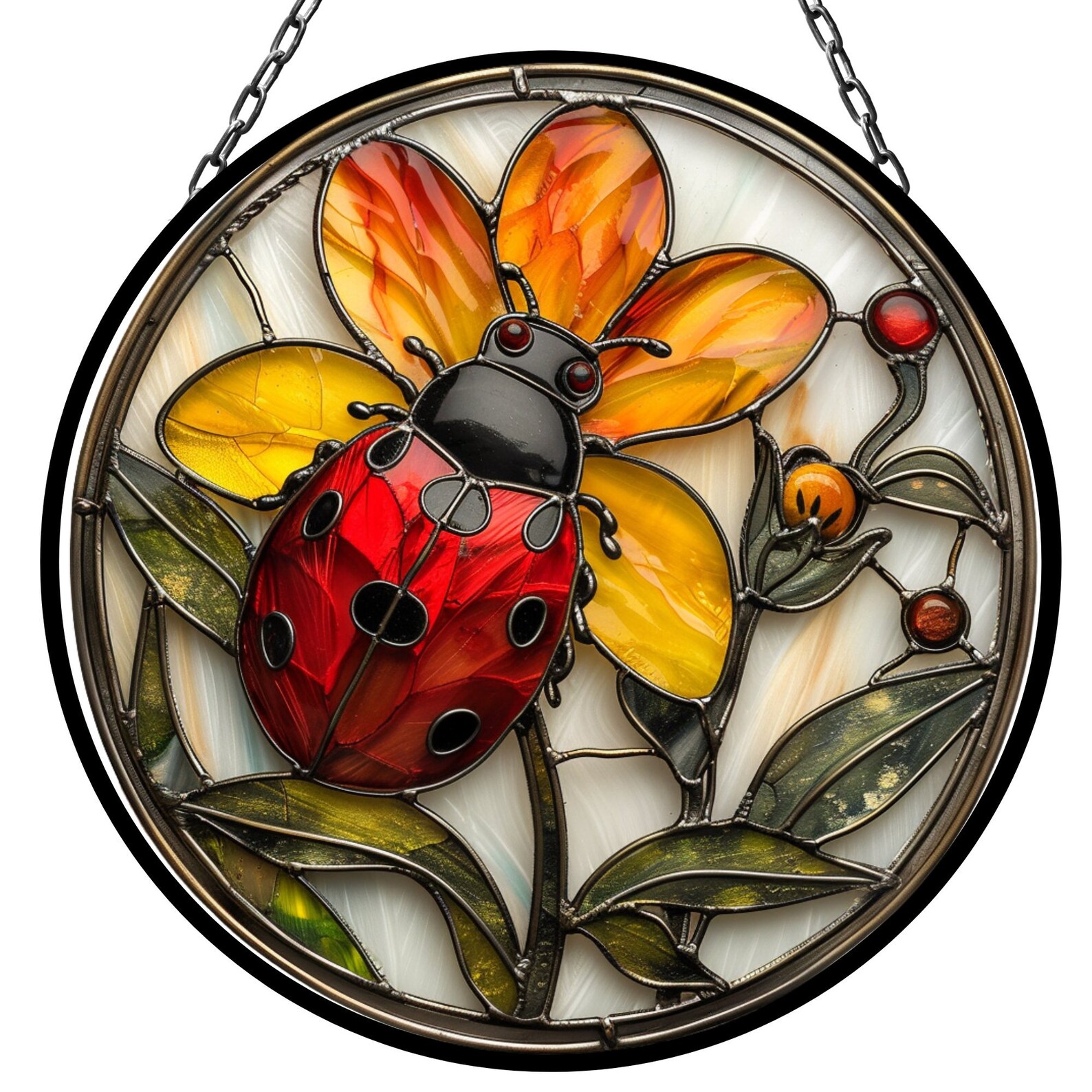 Ladybug on Flower Suncatcher Window Decor Artful Gift for Mothers Day ...