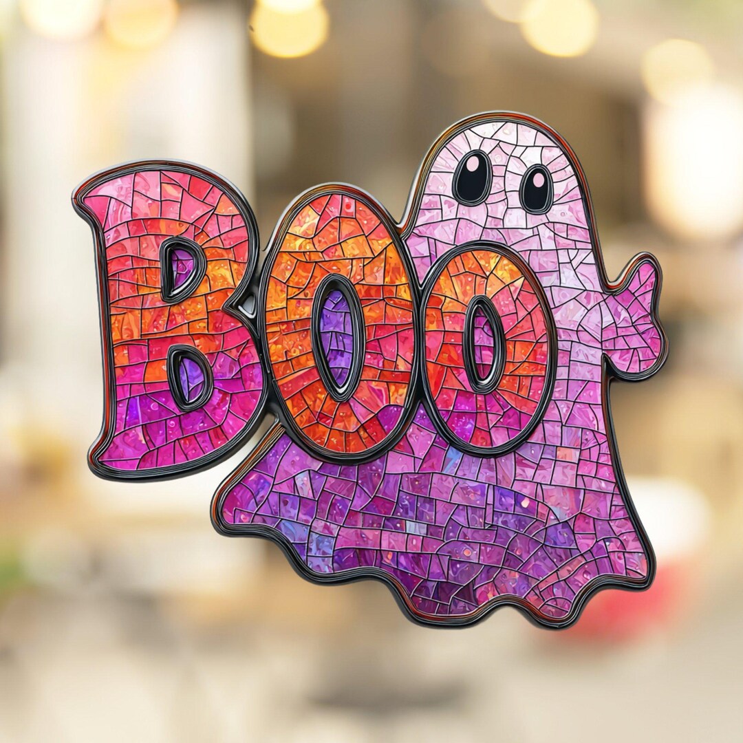 Boo Pink Ghost Window Cling Sticker Pink Halloween Decor Coquette ...