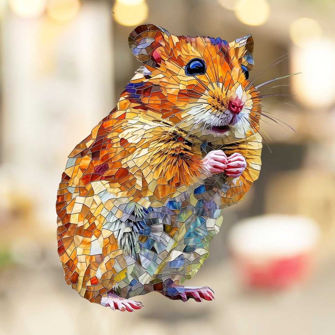 Hamster Stained Glass Window Cling Window Sticker Decal No Adhesive ...
