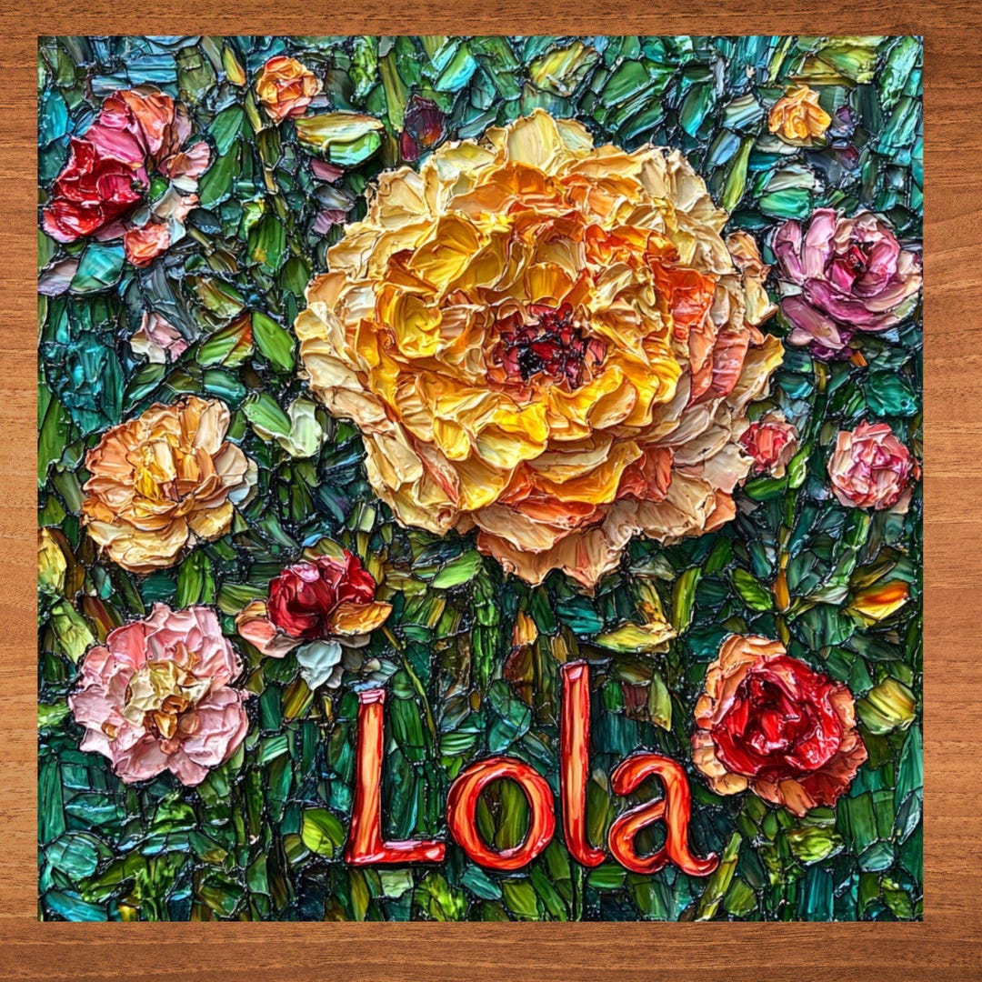 Lola Gift Floral Ceramic Art Tile Personalized Grandma Gift Grandmother ...