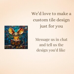 Mouse Reading Stained Glass Look Art on Glossy Ceramic Decorative Tile ...