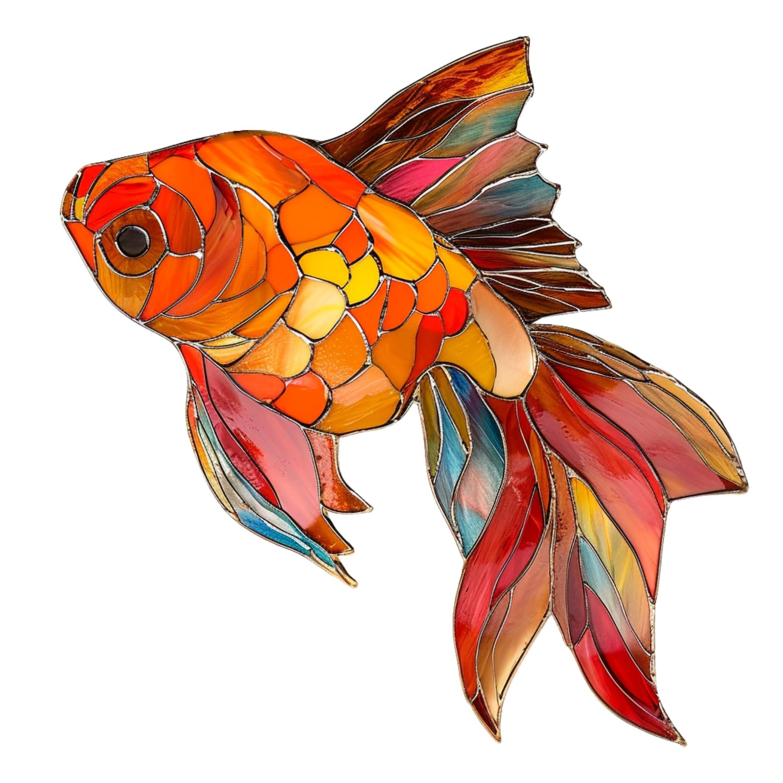 Goldfish Stained Glass Window Cling Window Sticker Decal - No Adhesive ...