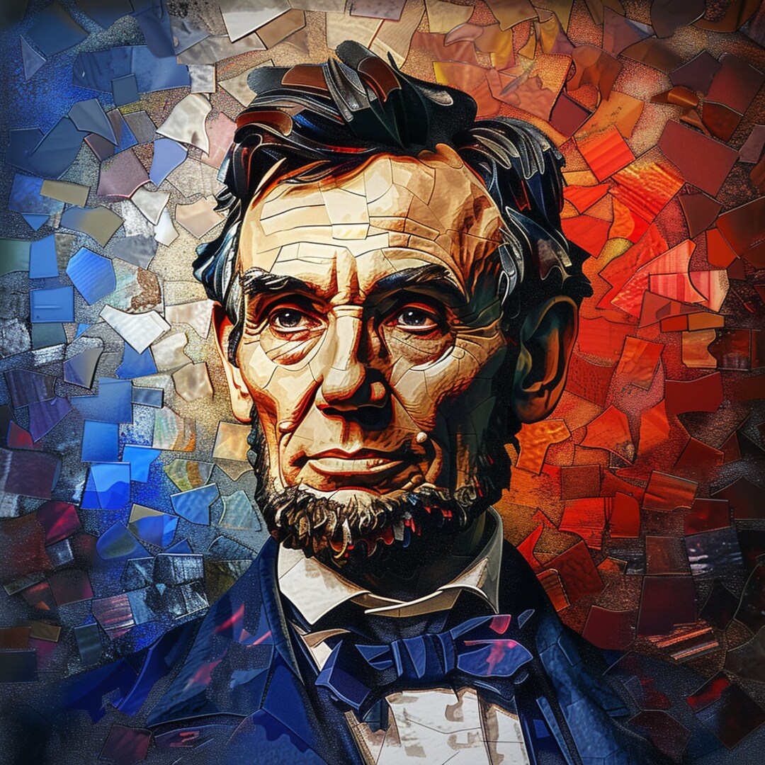 Abraham Lincoln Stained Glass Look Art on Glossy Ceramic Decorative ...