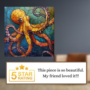 Octopus Stained Glass Look Art on Glossy Ceramic Tile Tileful Artful ...