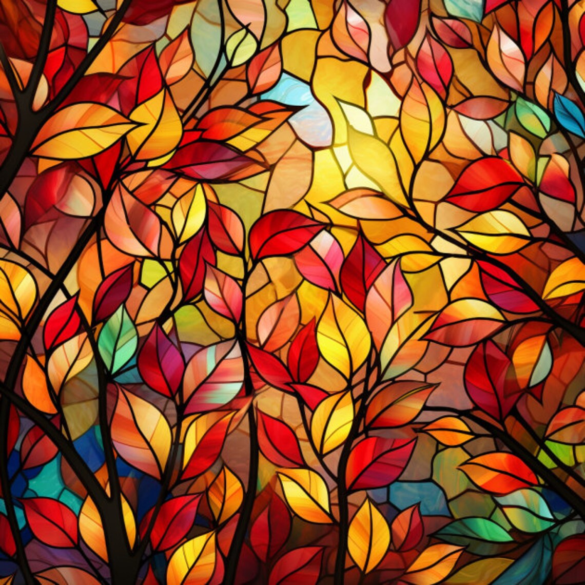 Fall Decor Stained Glass Window Cling Fall Decor Vinyl Window - Etsy