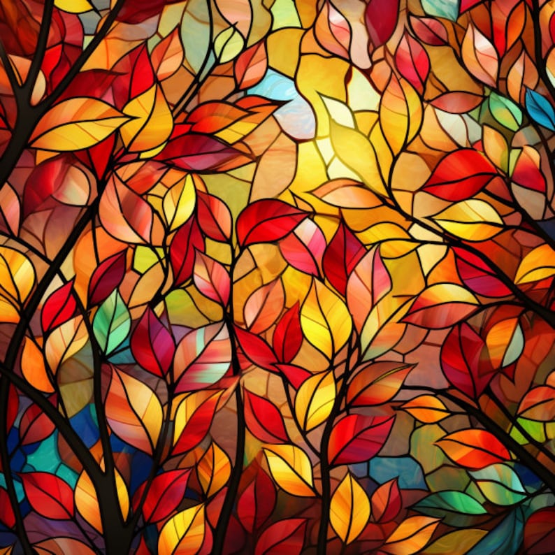 Fall Decor Stained Glass Window Cling Fall Decor Vinyl Window - Etsy