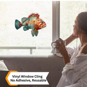 Hawkfish Window Cling Stained Glass Look Decal Sticker Window Film No ...