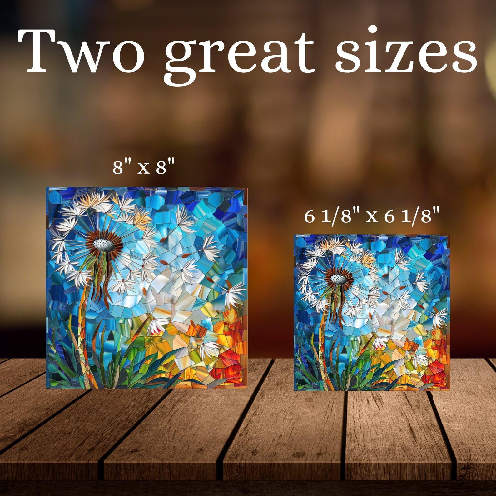 Dandelion Stained Glass Look Art on Glossy Ceramic Decorative Tile Gift ...