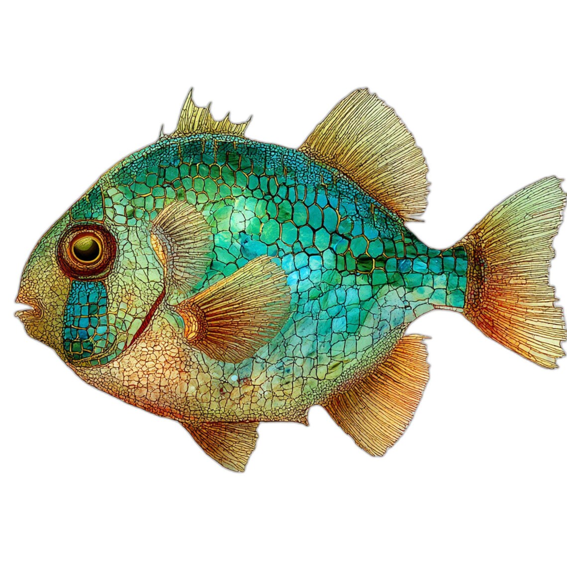 Sunfish Oceanic Window Cling Stained Glass Look Decal Sticker Window ...