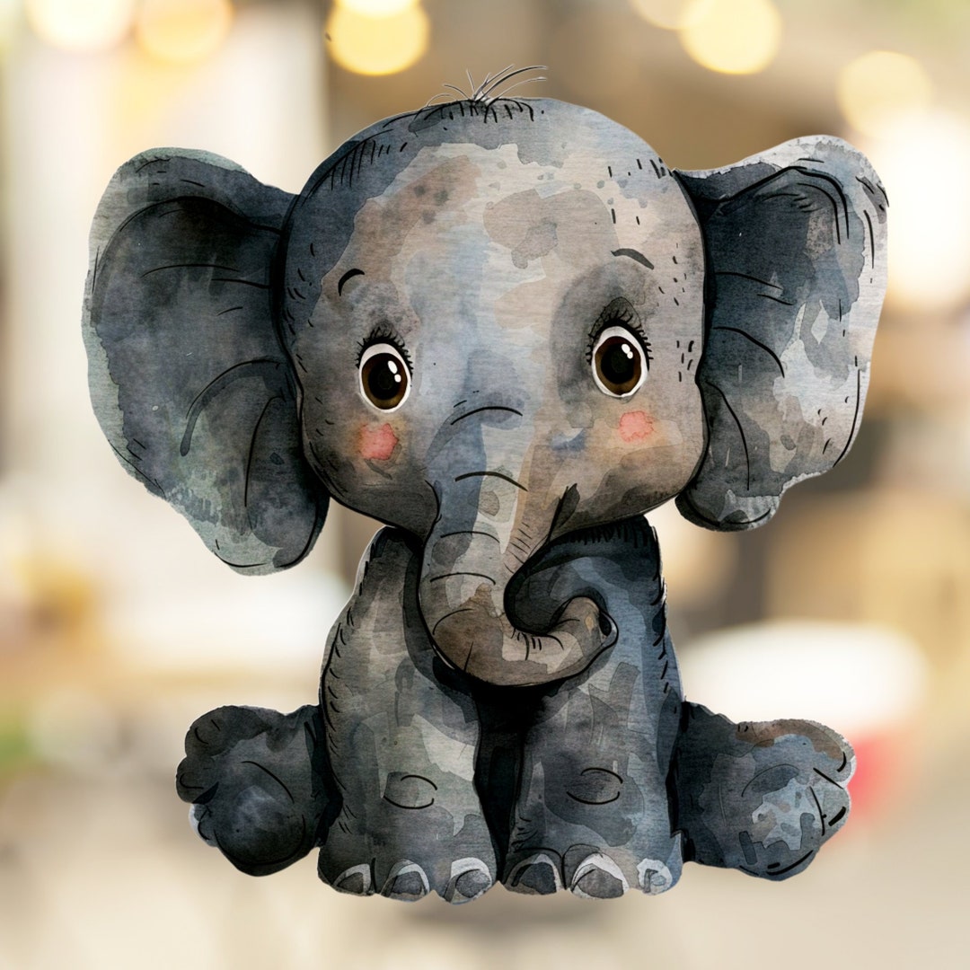 Watercolor Baby Elephant Window Decal Sticker Vinyl Window Cling ...