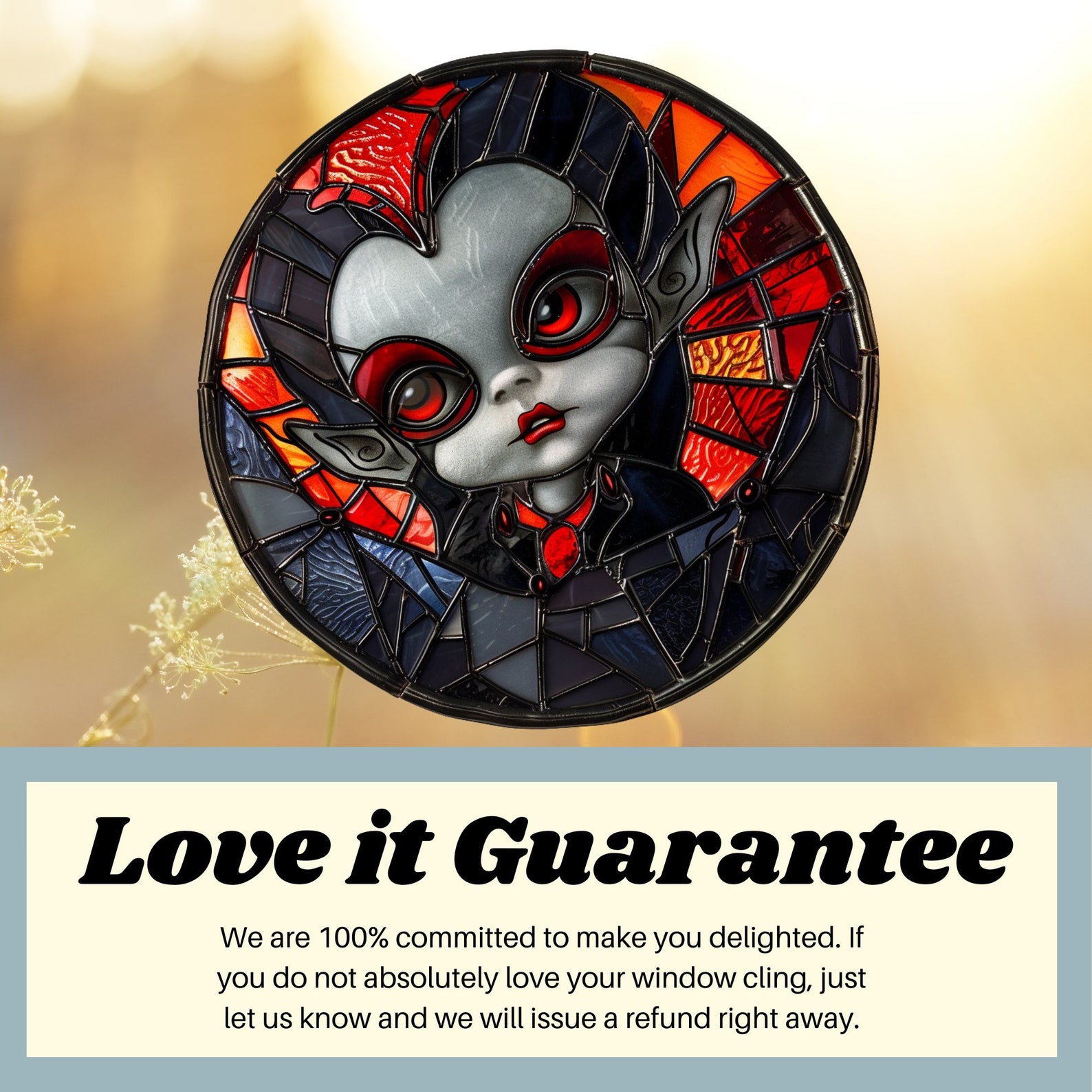 Baby Vampire Halloween Stained Glass Look Window Cling Decal Sticker ...