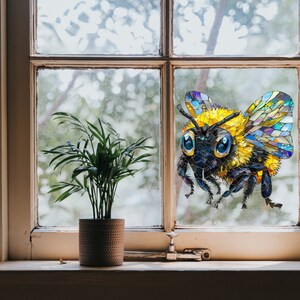Bumblebee Adorable Stained Glass Window Cling Sticker Decal Vinyl ...