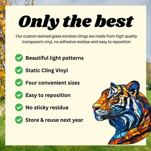 Tiger Stained Glass Window Cling Decal Sticker Window Film Reusable No ...