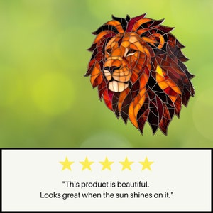 African Lion Stained Glass Window Cling Window Sticker Decal Film With ...