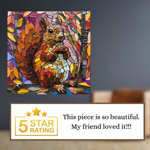 Squirrel Stained Glass Look Art on Glossy Ceramic Decorative Tile ...