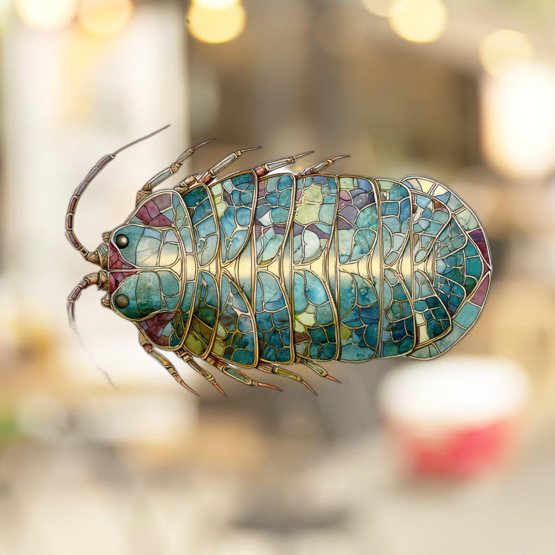 Giant Isopod Window Cling Stained Glass Look Decal Sticker Window Film ...