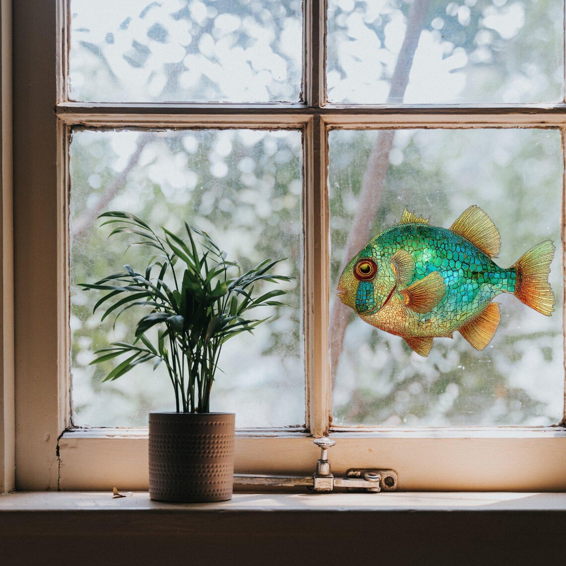 Sunfish Oceanic Window Cling Stained Glass Look Decal Sticker Window ...