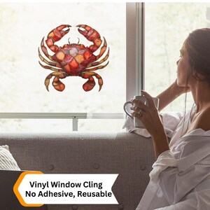 Friendly Crab Window Cling Stained Glass Look Decal Sticker Window Film ...