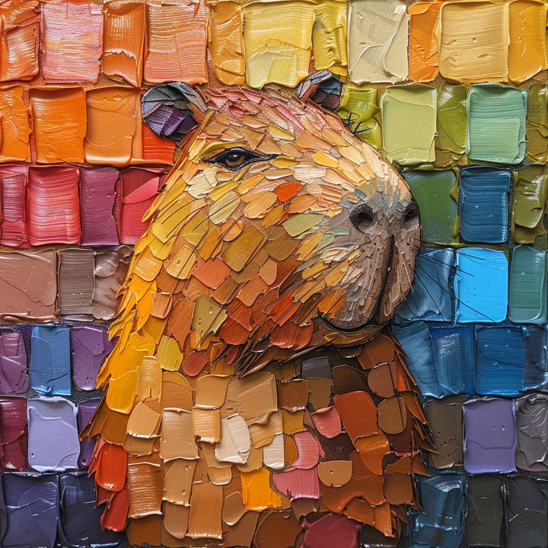 Capybara After Party Vibe Stained Glass Look Art on Glossy Ceramic ...