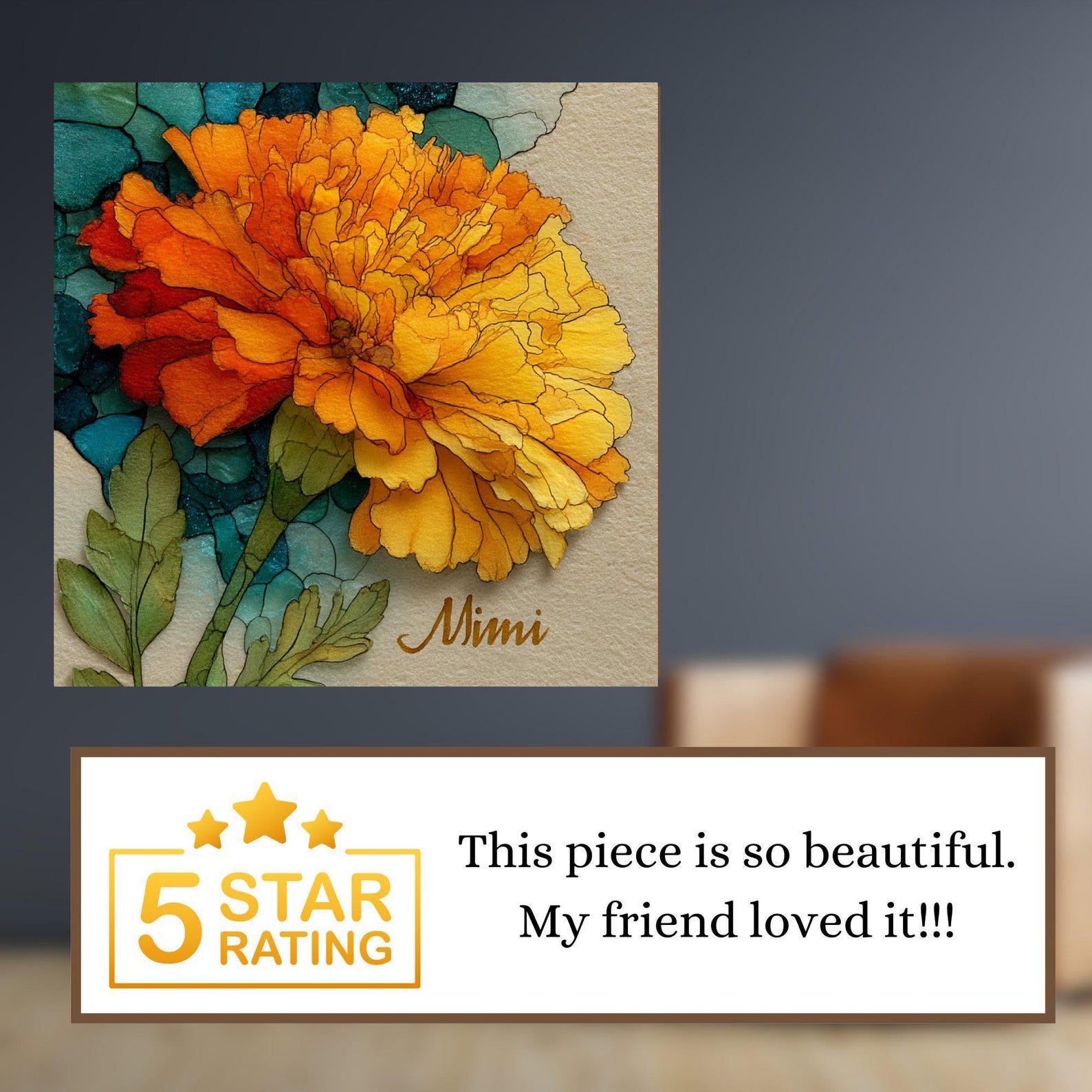 Mom October Marigold Ceramic Art Tile Customized With Birth Month ...