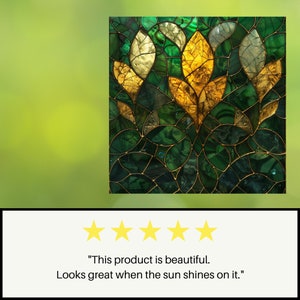 Hunter Green and Gold Stained Glass Window Cling Gothic Decor Sticker ...