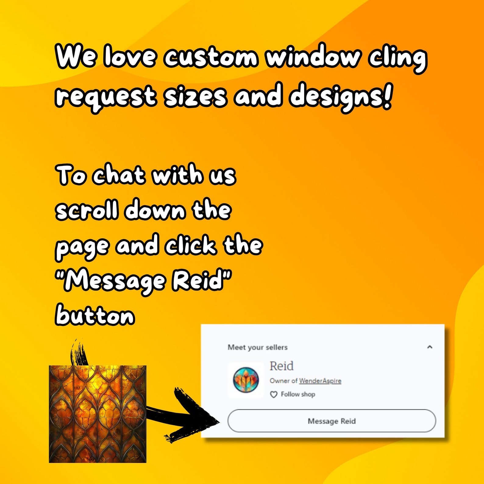 Copper Ember Stained Glass Window Cling Gothic Decor Sticker Decal ...