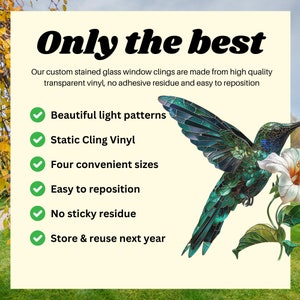 Green Hummingbird Stained Glass Window Cling Humming Bird Window ...
