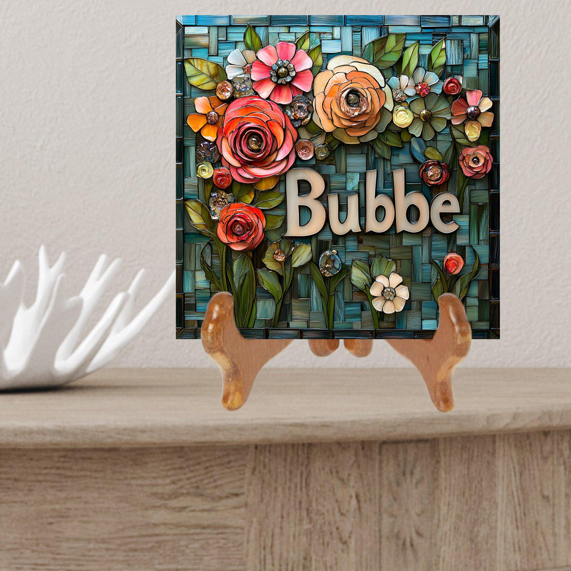 Bubbe Gift Floral Ceramic Art Tile Personalized Grandma Gift ...