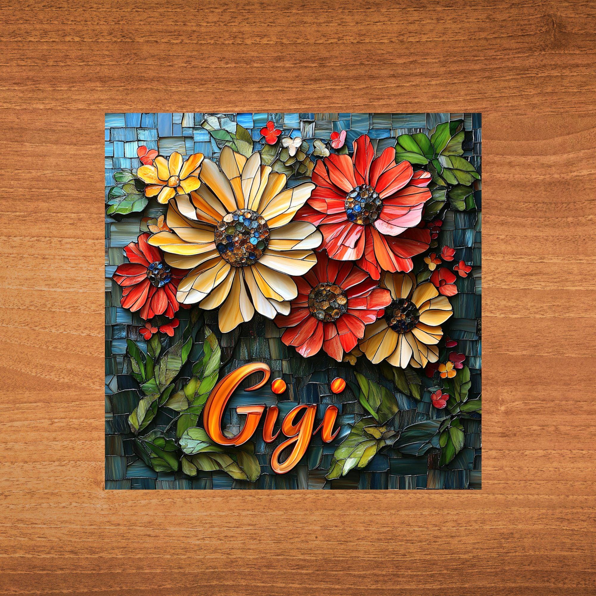 Gigi Gift Floral Ceramic Art Tile Personalized Grandma Gift Grandmother ...