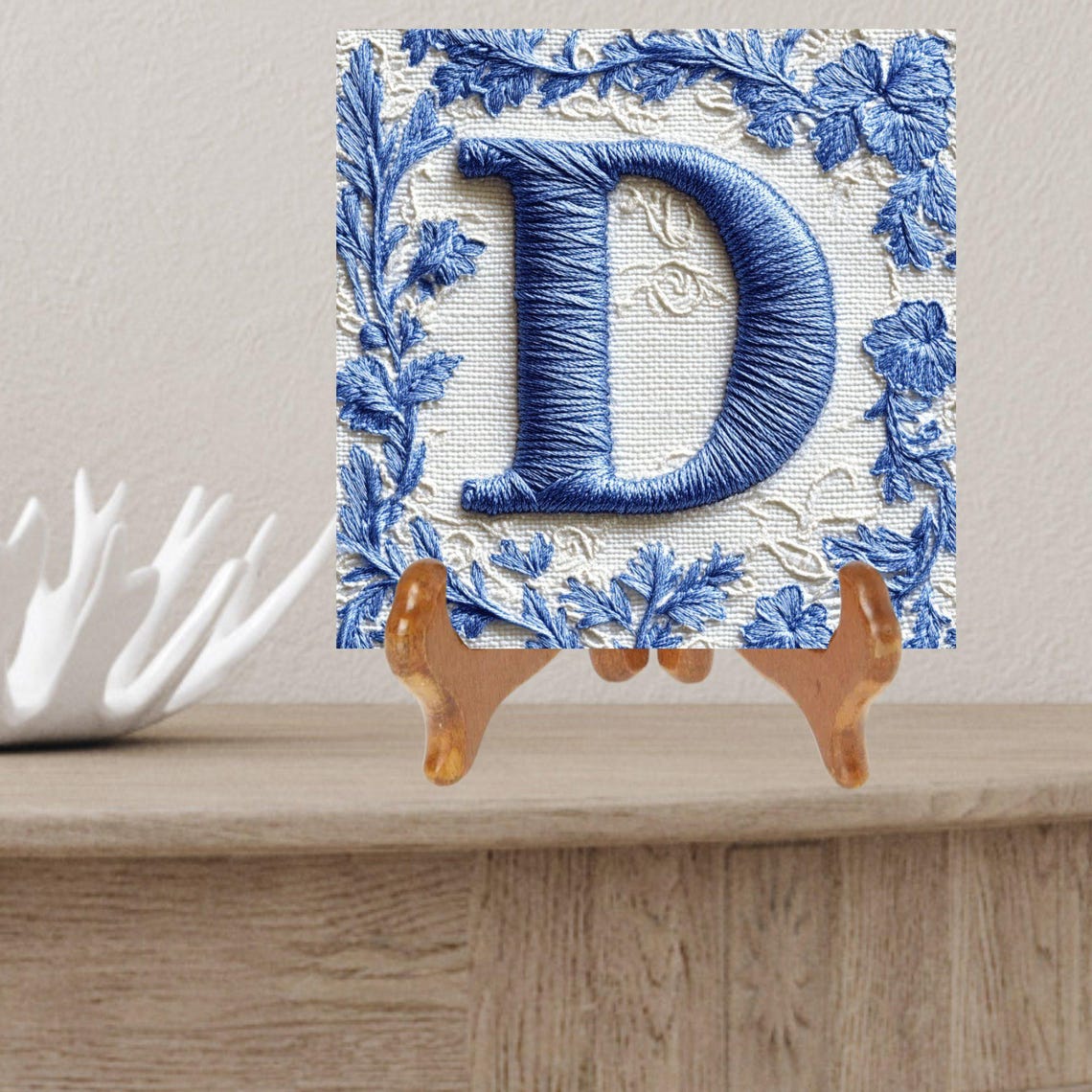 D Letter Monogram Ceramic Art Tile Grandmillennial Style Decor Home Art ...