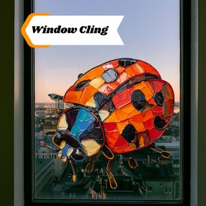 Harlequin Ladybug Adorable Stained Glass Window Cling Sticker Decal ...