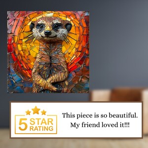 Meerkat Stained Glass Look Art on Glossy Ceramic Decorative Tile ...