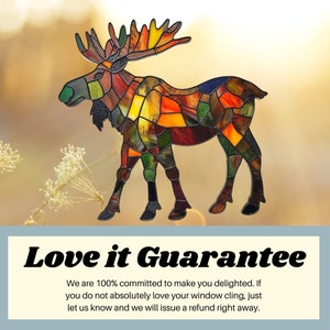 Moose Stained Glass Window Cling Window Sticker Decal Film With Vibrant ...