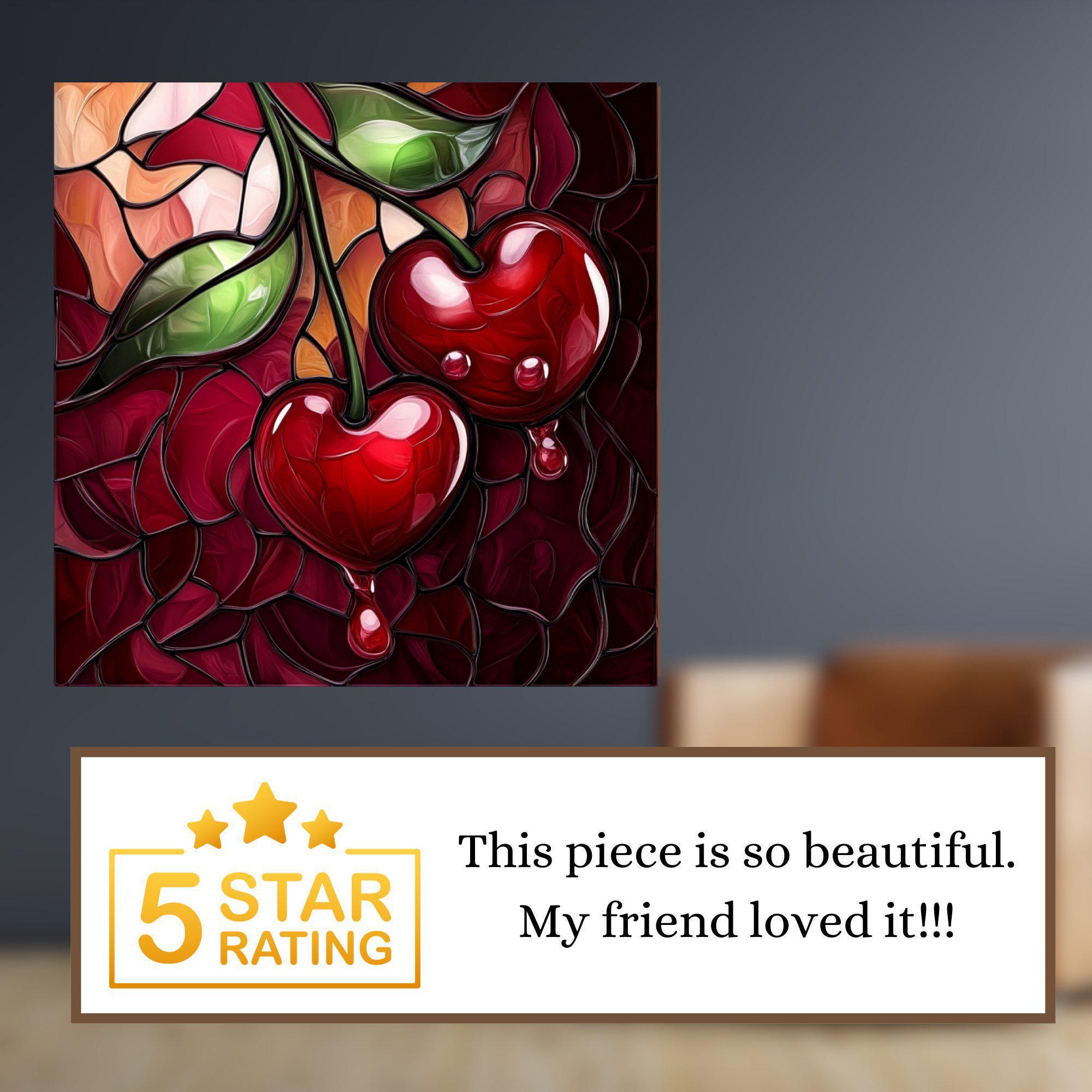 Two Dark Red Cherries Decorative Tile Ceramic Art Tile Wall Decor ...