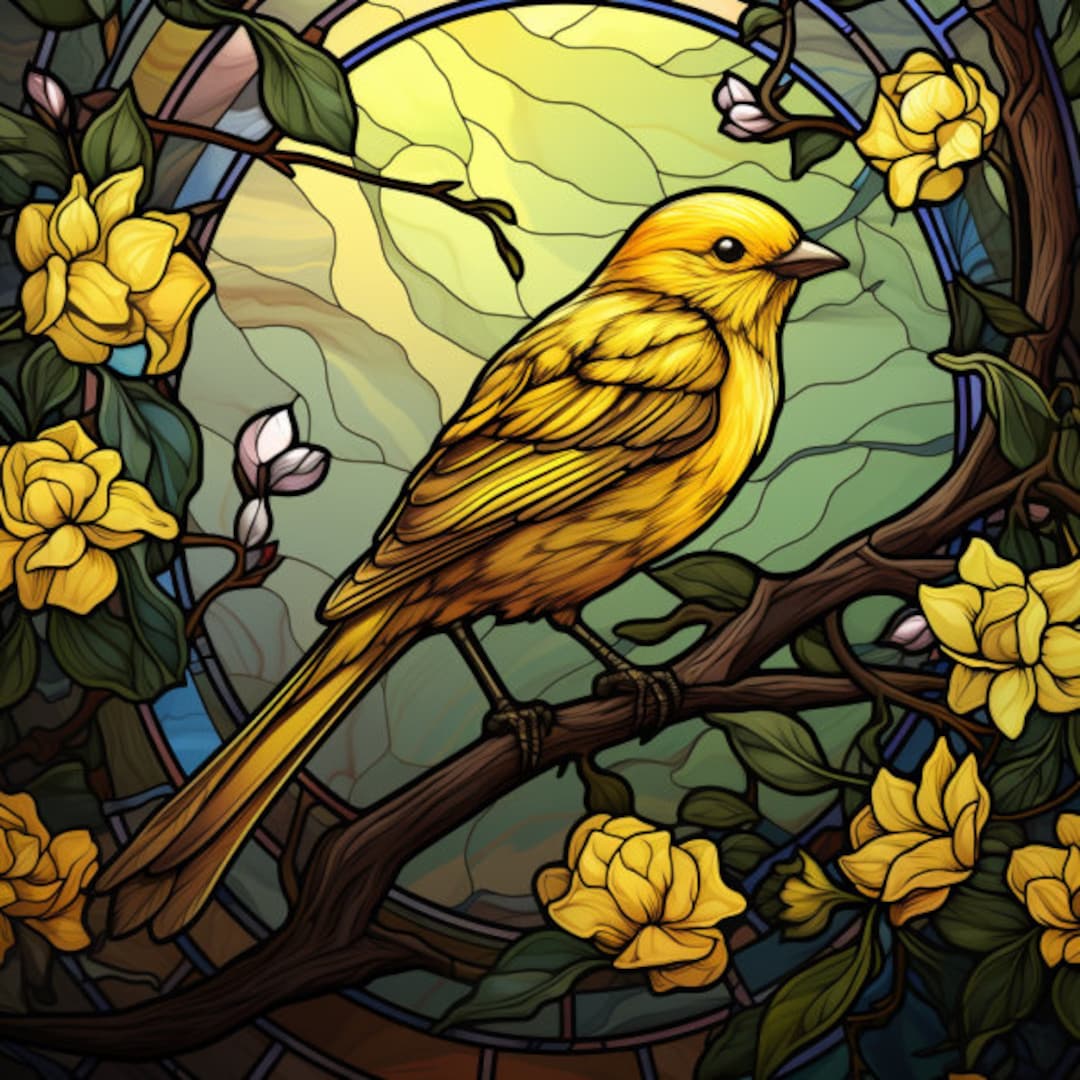 Canary Stain Glass Canary Bird Stain Glass Window Hanging Canary Window ...
