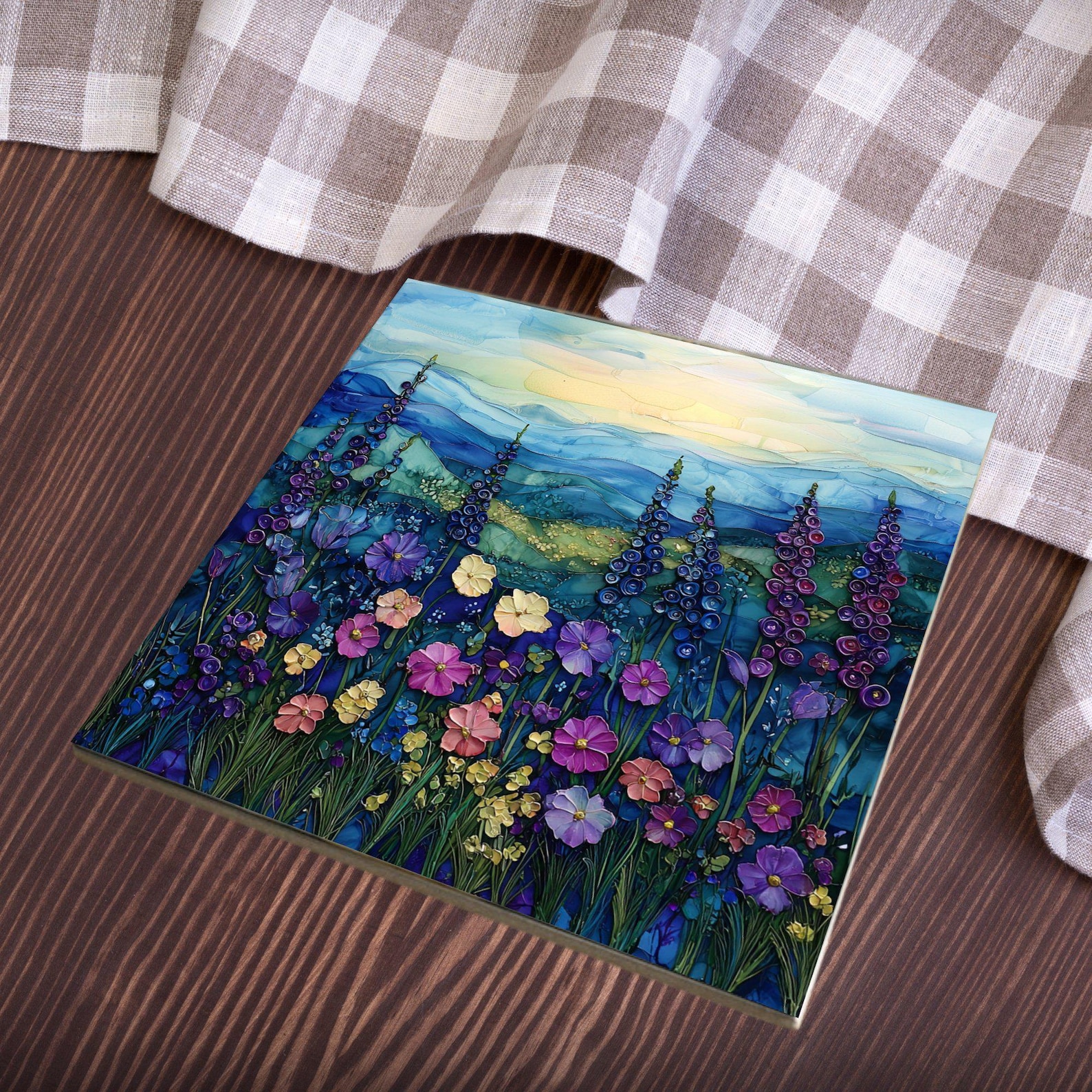 Irish Spring Meadow Ceramic Art Tile Artful Bookshelf Book Nook Wall ...