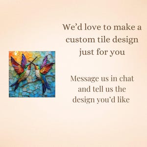 Hummingbirds Ceramic Art Tile Stained Glass Look Glossy Bookshelf Book ...