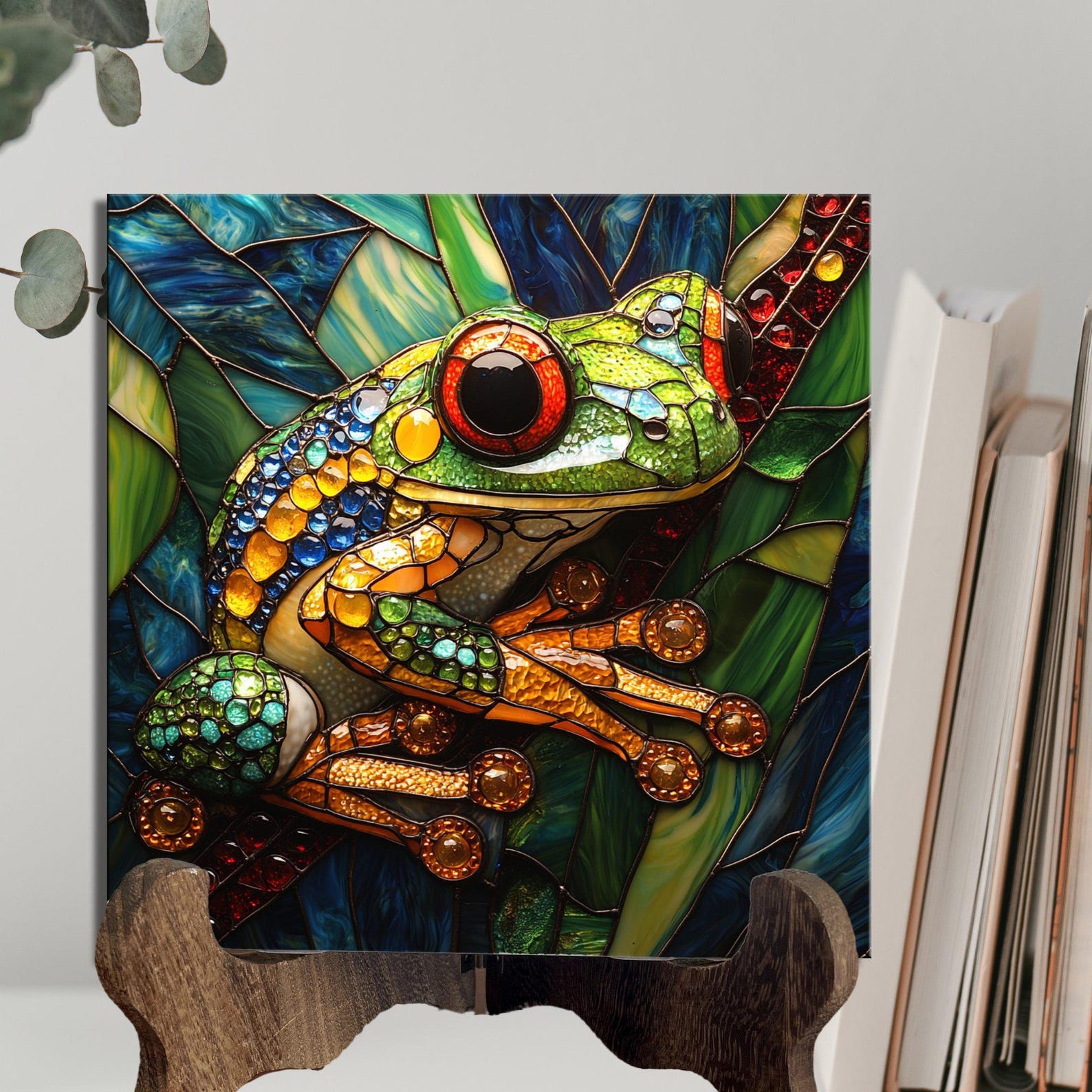 Tree Frog Ceramic Art Tile Decor for Bookshelf Book Nook Wall Art ...