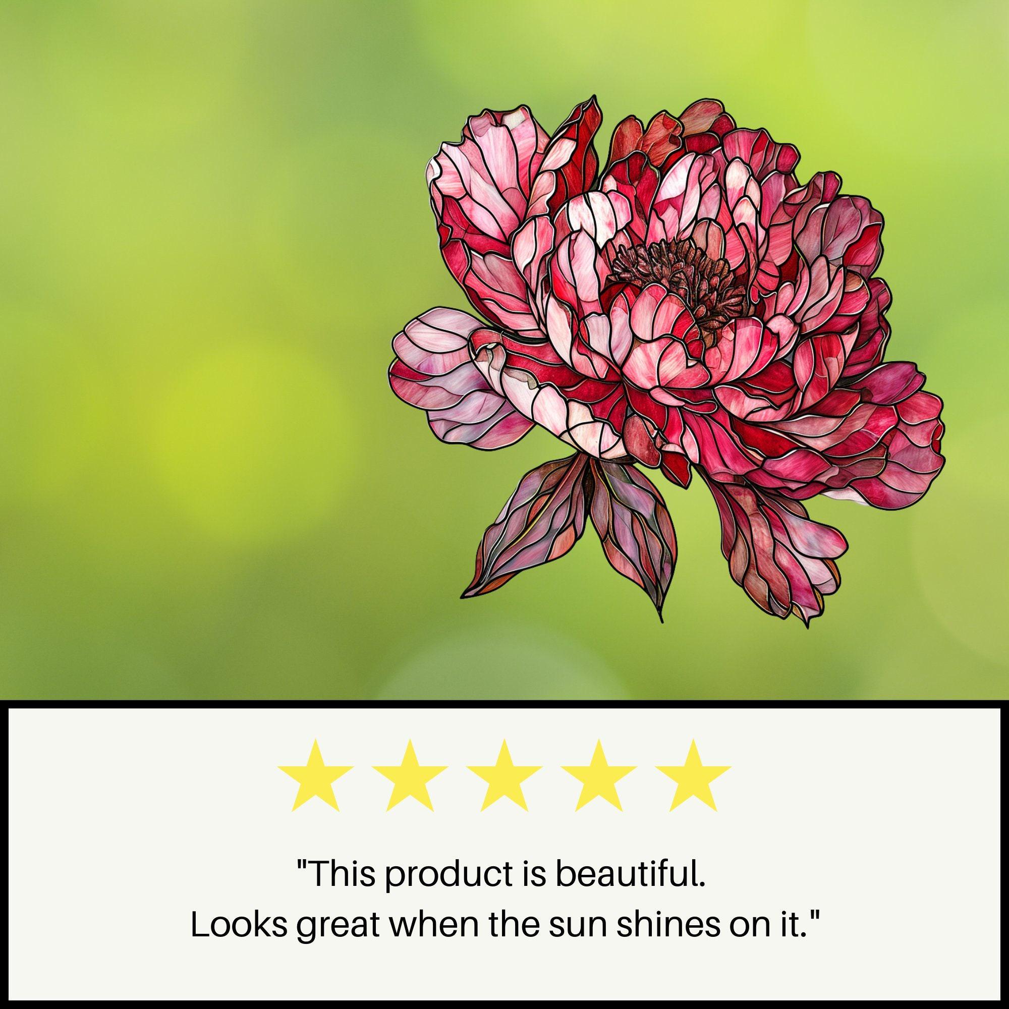 Peony Stained Glass Window Cling Beautiful Flower Window Artwork Window ...
