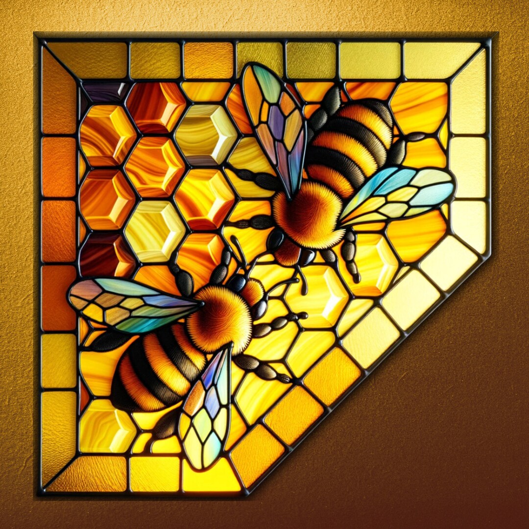 Honeycomb Corner Stained Glass Window Cling Bees on Honeycomb Vinyl ...