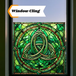 Rich Green Trinity Knot Stained Glass Window Cling to Celebrate Saint ...