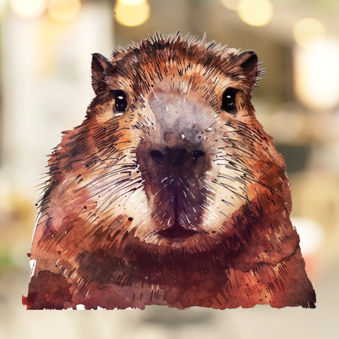 Watercolor Baby Capybara Window Decal Sticker Vinyl Window Cling ...