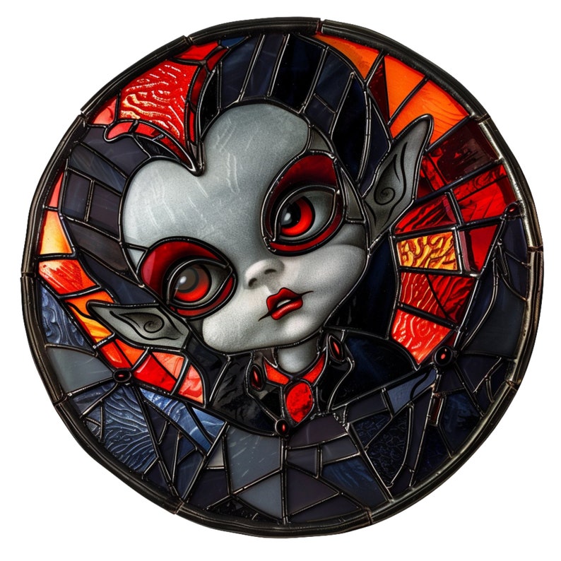 Baby Vampire Halloween Stained Glass Look Window Cling Decal Sticker ...