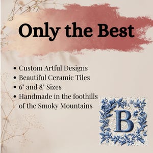 B Letter Monogram Ceramic Art Tile Grandmillennial Style Decor Home Art ...