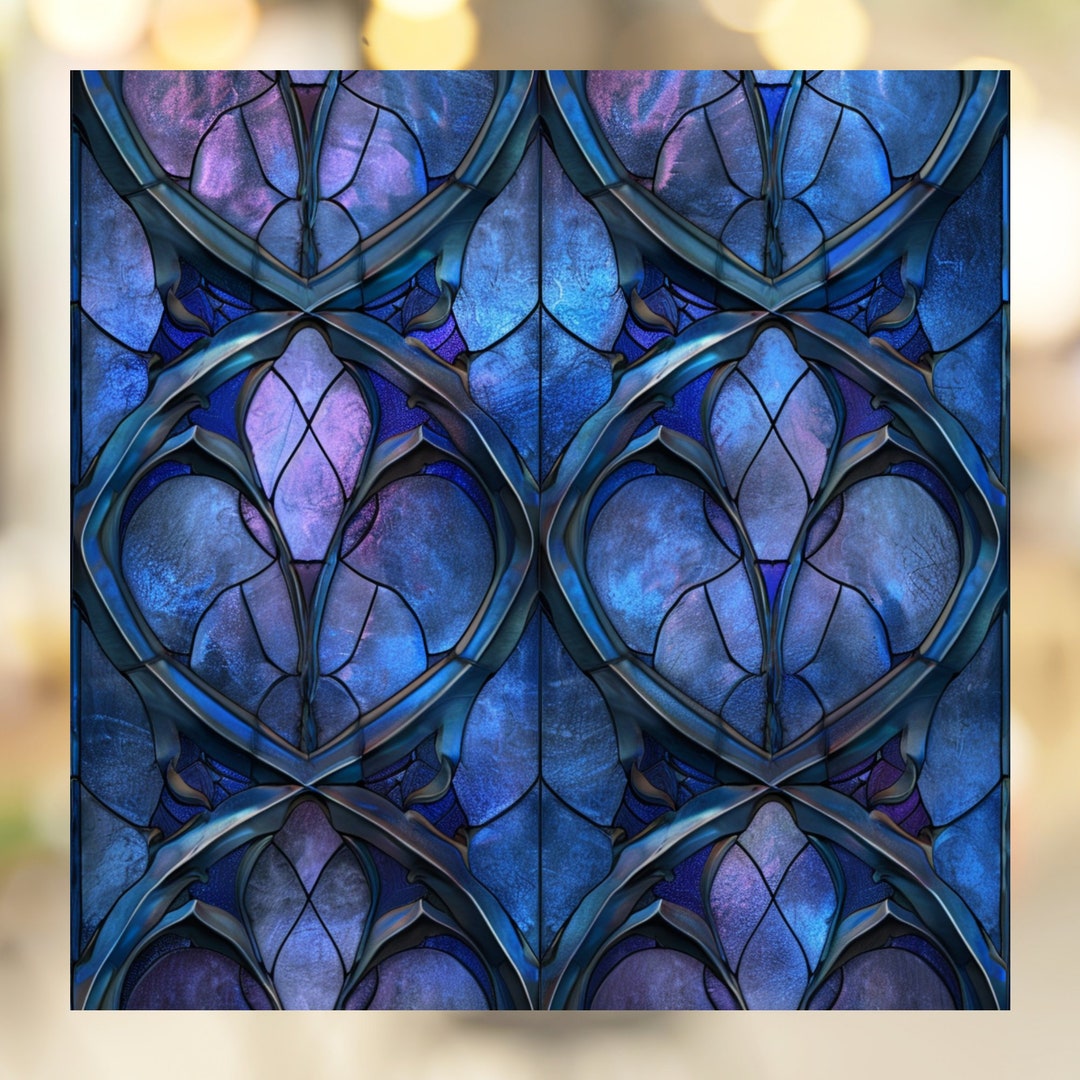 Wisteria Twilight Stained Glass Window Cling Gothic Decor Sticker Decal Window Film Custom Sizes ...