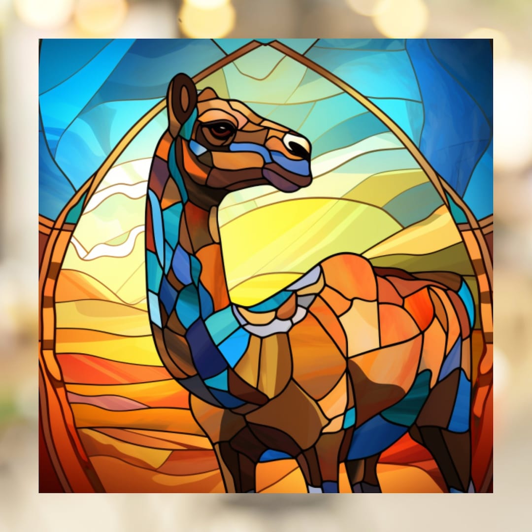 Camel Stained Glass Window Cling Window Sticker Decal Vinyl Film Window ...