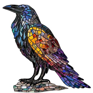 Raven Stained Glass Window Cling Decal Sticker Vinyl Window Film Artful ...