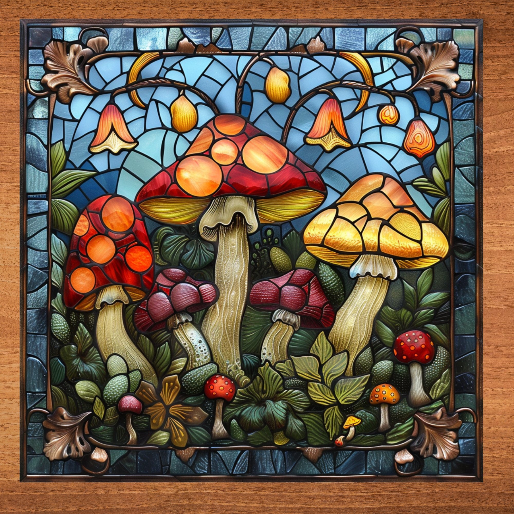 Mushroom Garden Ceramic Art Tile Decorative Glossy Tile for Bookshelf ...